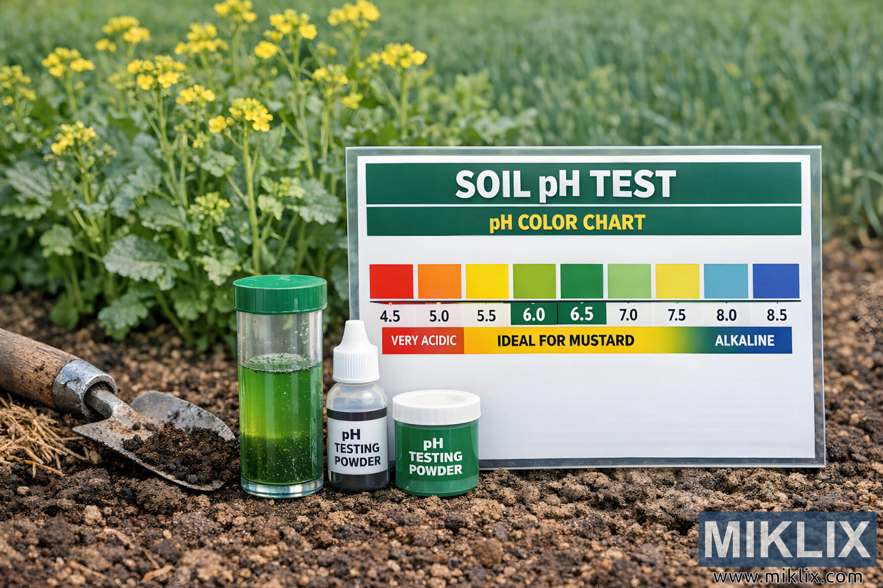 Image: Soil pH Testing Kit and Mustard-Friendly Color Chart - Miklix